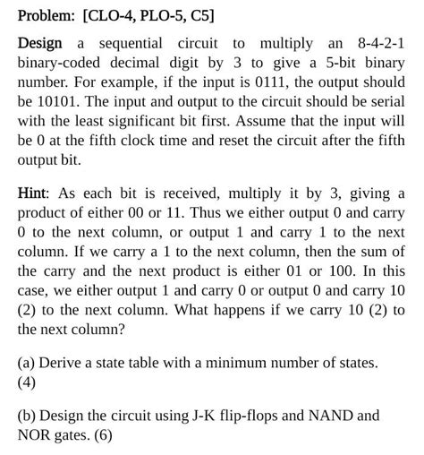 Solved Problem Clo 4 Plo 5 C5 Design A Sequential