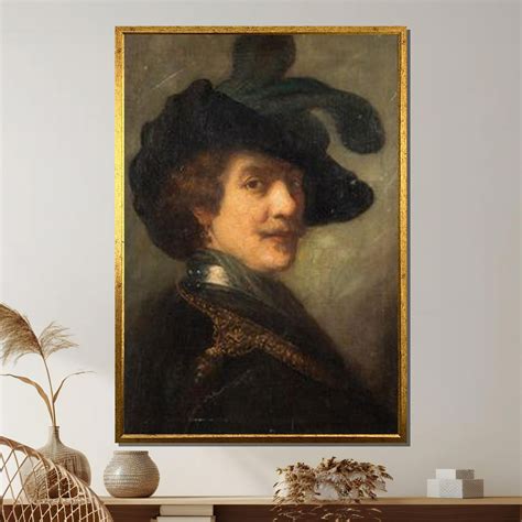 Rembrandt Self Portrait With Plumed Hat Canvas Baroque Masterpiece
