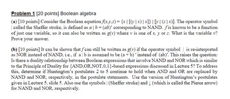 Problem Points Boolean Algebra A Points Chegg