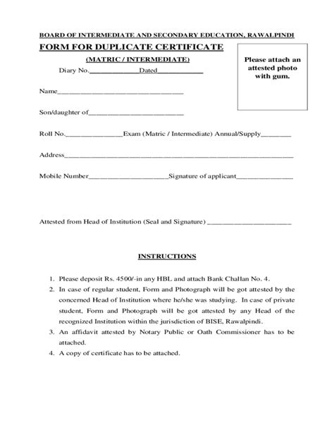 Fillable Online Application Form For Issuance Of Duplicate Certificate PK Pdf Fax Email Print