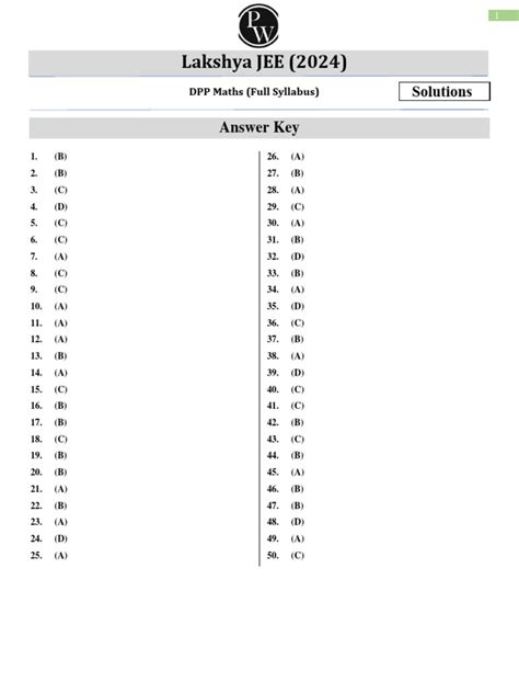 Maths Dpp Full Syllabus Solutions Lakshya Jee 2024 Pdf Algebra Mathematical Concepts