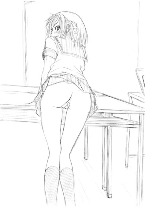 Rule 34 Ass Bent Over Footwear Legs Monochrome No Panties Osuzu
