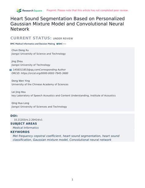Pdf Heart Sound Segmentation Based On Personalized Gaussian Mixture Model And Convolutional
