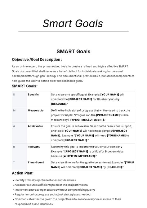 Free Employee Smart Goal Setting Worksheet Template To Edit Online