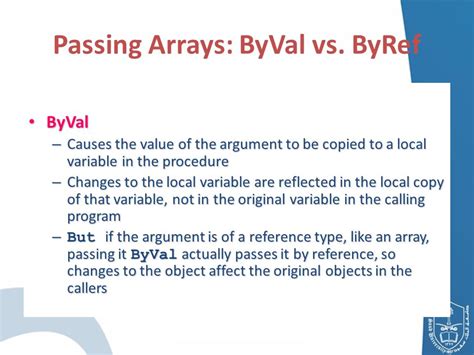 passing arrays to procedures byval vs byref passing arrays to