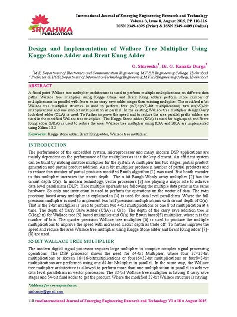 Implementation Of Wallace Tree Multiplier Using Adders Pdf Digital Signal Processor