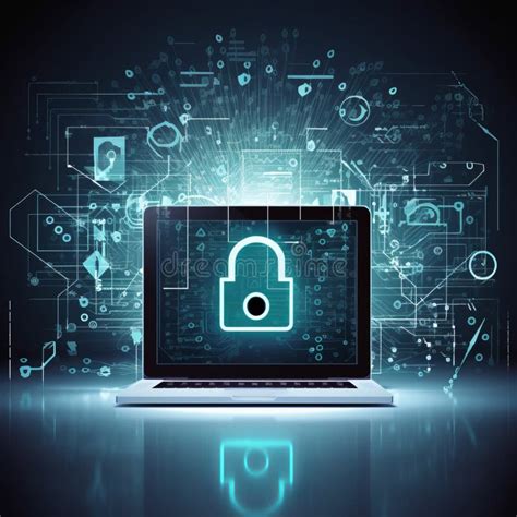 Abstract Blue Background Computer Data Protection And Information Security Concept Stock