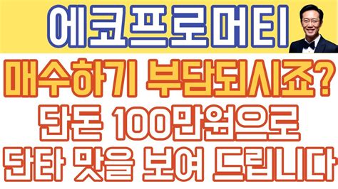 에코프로머티 주가전망 매수하기 부담되시죠 단돈 100만원으로 단타 맛을 보여드립니다 Youtube