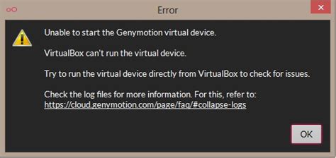 Android Unable To Start Genymotion Virtual Device Virtualbox Host