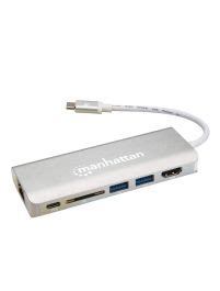 Manhattan SuperSpeed USB C Multiport Adapter 152075 Gray Kaza Stores
