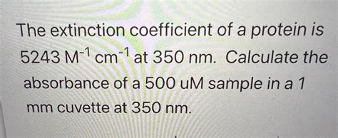 Solved The Extinction Coefficient Of A Protein Is 5243m−1