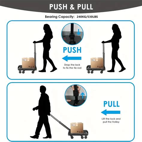 접이식 핸드 트럭 530lbs 헤비 듀티 수하물 카트 돌리 휴대용 플랫폼 손수레 360°회전 6 바 Temu Korea