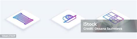 Isometric 라인 크리스마스 위시 리스트 템플릿 마지판 스폰지 케이크와 선물 상자를 설정합니다 흰색 정사각형 버튼 벡터 3차원 형태에 대한 스톡 벡터 아트 및 기타