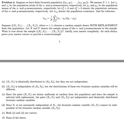 Solved Problem Suppose We Have Finite Bivariate Chegg Com