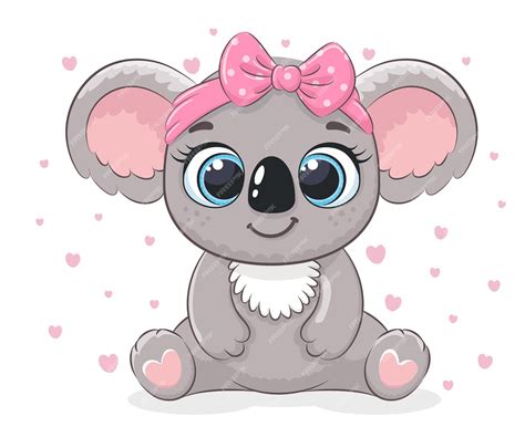 Premium Vector Cute Koala Girl With A Bow Vector Illustration Of A