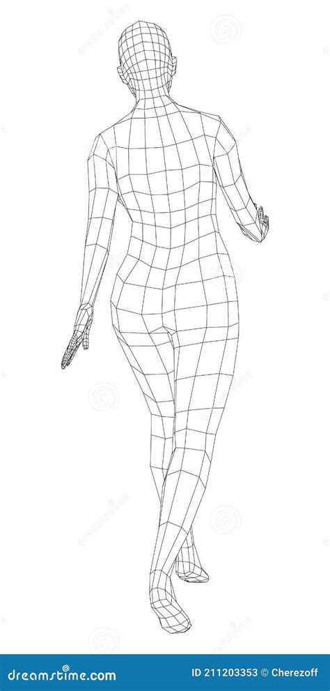 Wireframe Walking Woman Vector Stock Vector Illustration Of Sketch Activity 211203353