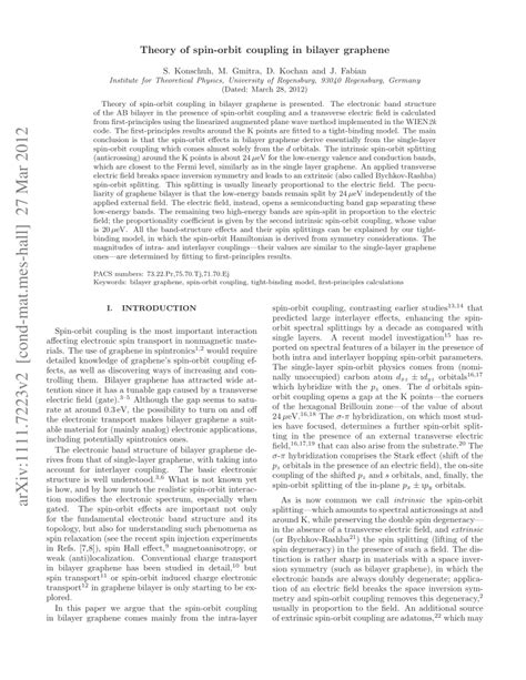 Pdf Theory Of Spin Orbit Coupling In Bilayer Graphene