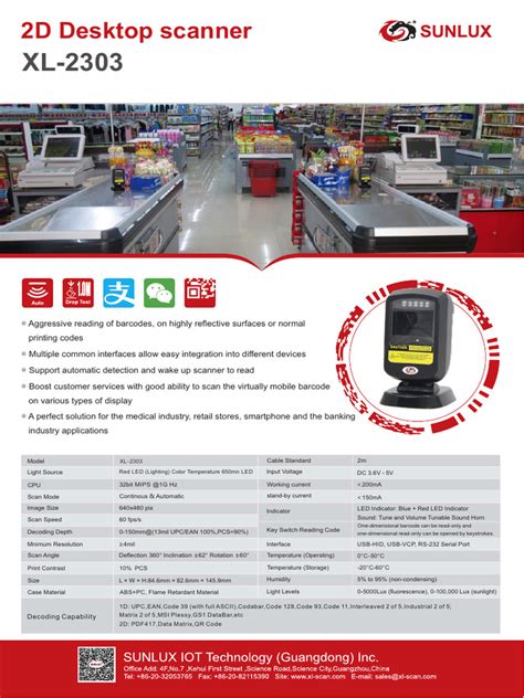 Xl 2303 Datasheet Pdf Barcode Image Scanner