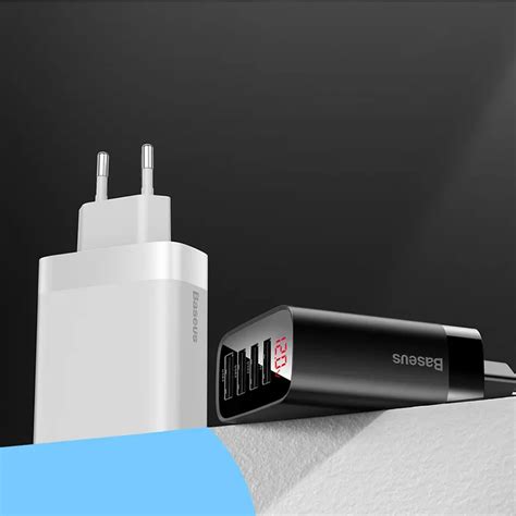 Baseus 30w 6a Quad Usb Travel Charger Eu Plug Black