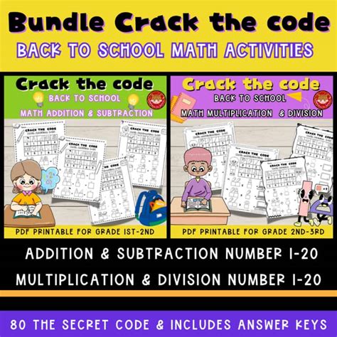 Back To School Secret Code Math Bundle Crack The Code Worksheets For