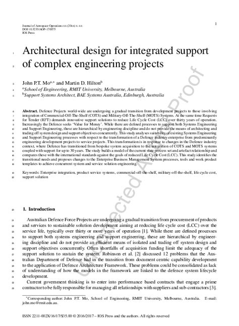 Pdf Architectural Design For Integrated Support Of Complex