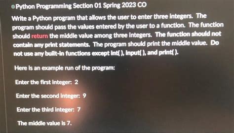 Solved Python Programming Section 01 Spring 2023 Co Write