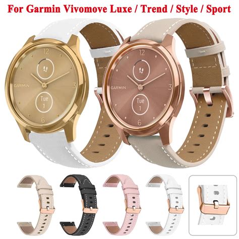 20mm Leather Strap For Garmin Vivomove Luxe Trend Style Sport Hr