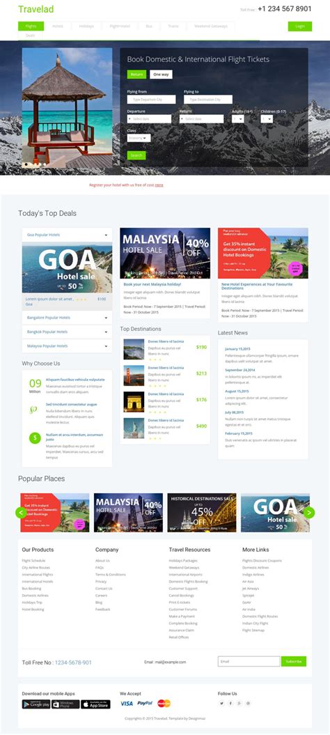 Travelad Free Html5 Css3 Travel Hotel Template Free Download