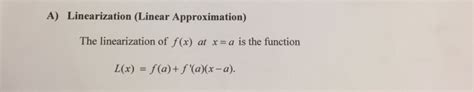 Solved 5 A Find The Linearization Of F X Tan X Use The
