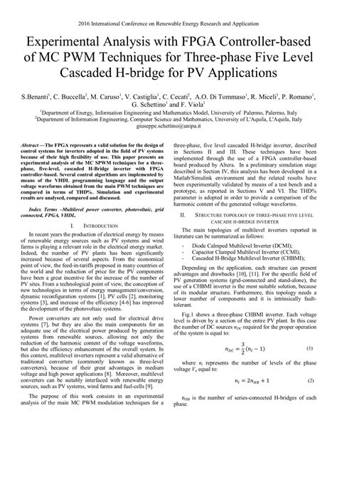 Pdf Experimental Analysis With Fpga Controller Based Of Mc Pwm