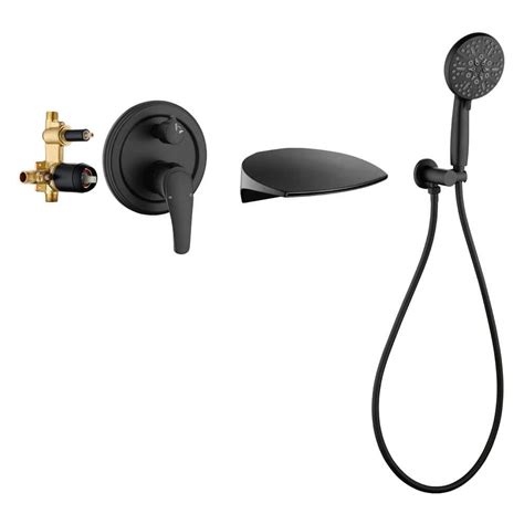 Aimadi Single Handle Waterfall Roman Tub Faucet With Hand Shower Modern