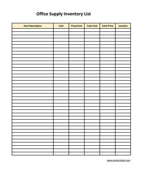 Office Inventory Template