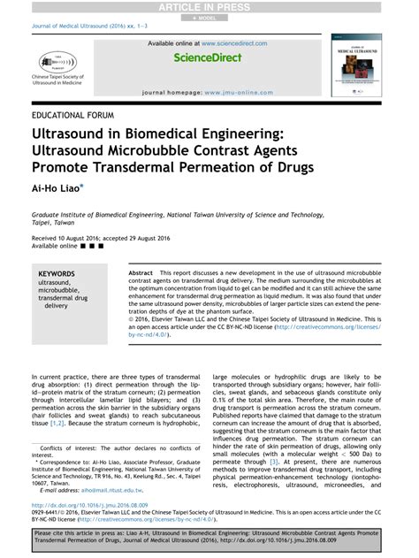 Pdf Ultrasound In Biomedical Engineering Ultrasound Microbubble Contrast Agents Promote