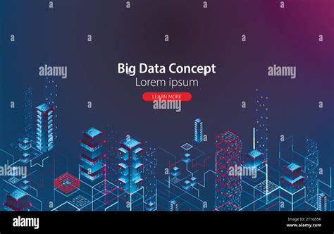 Isometric Big Data Flow Processing Concept Cloud Database Abstract Technology Background