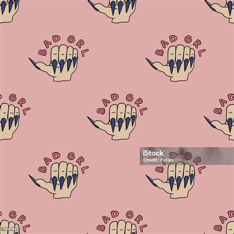 여자 긴 손톱 벡터 완벽 한 패턴입니다 섬유 디자인 직물 커버 등에 대한 귀여운 반복 배경 0명에 대한 스톡 벡터 아트 및 기타 이미지 Istock
