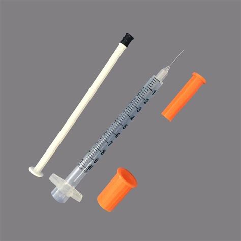 일회용 안전 멸균 인슐린 주사기 오렌지 캡 플라스틱 액체 디스펜서 1ml 10 개 20 개 50 개 100 개