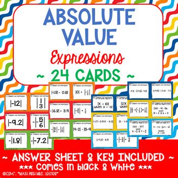 Solving Absolute Value Expressions Activity By Gina Lester TpT