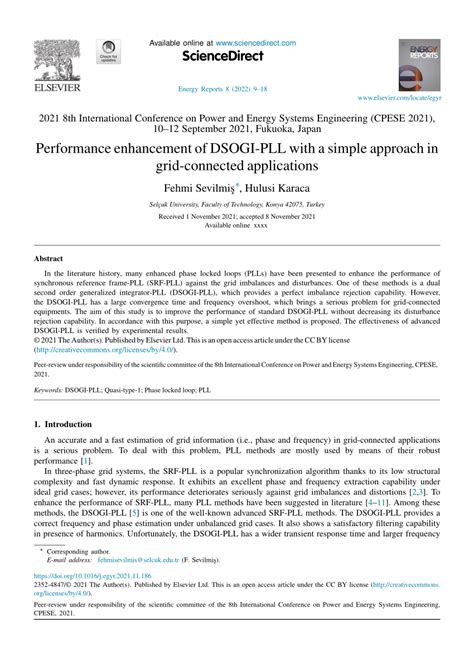 Pdf Performance Enhancement Of Dsogi Pll With A Simple Approach In Grid Connected Applications