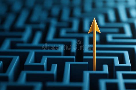 Blue Maze With Yellow Arrow Pointing Upwards Symbolizes Direction And Guidance This Represents