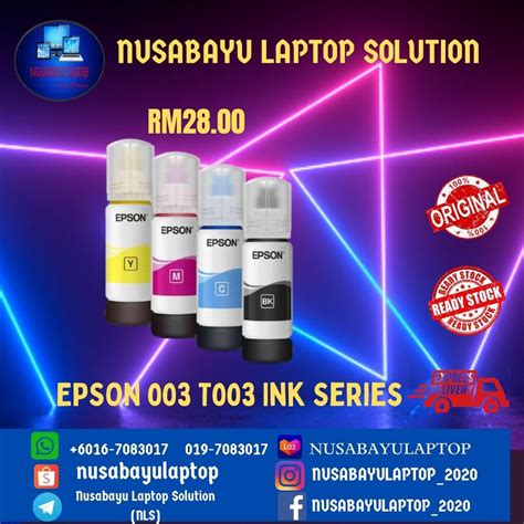 Epson 003 T003 Ink Series For L3110 L3150 T003 Cyan Magenta Yellow