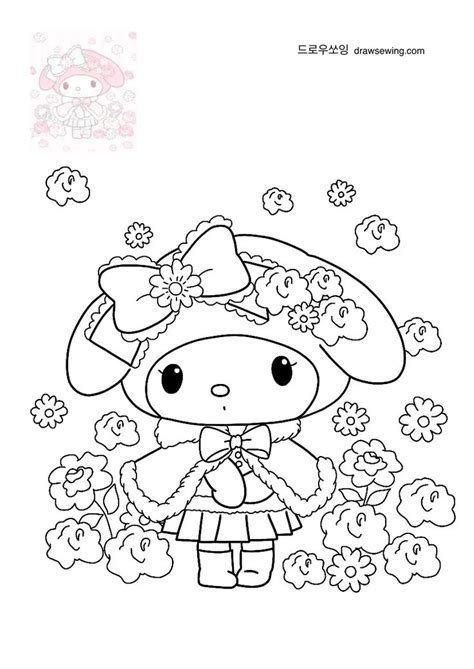 My Melody Coloring Pages 드로우 쏘잉 성인용 컬러링 페이지 색칠 활동 무료 색칠 공부 페이지