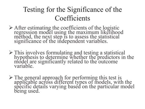 Logistic Regression Significance Checking Ppt