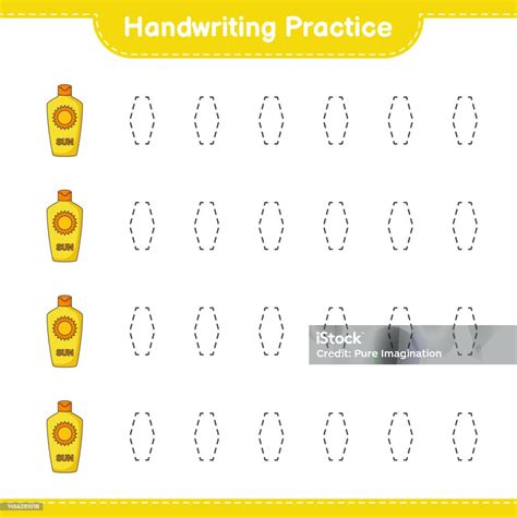 필기 연습 자외선 차단제의 추적 라인 교육 어린이 게임 인쇄 워크시트 벡터 일러스트 레이 션 0명에 대한 스톡 벡터 아트 및 기타 이미지 Istock