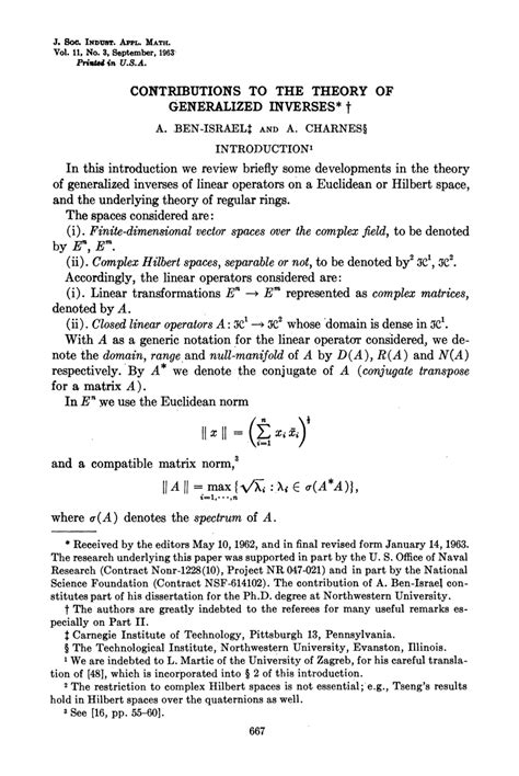 Pdf Contributions To The Theory Of Generalized Inverses