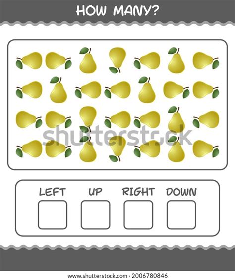 How Many Cartoon Pear Counting Game Stock Vector Royalty Free
