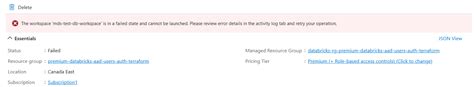 How Can I Delete My Azure Datatbricks Workspace When Its Status Is