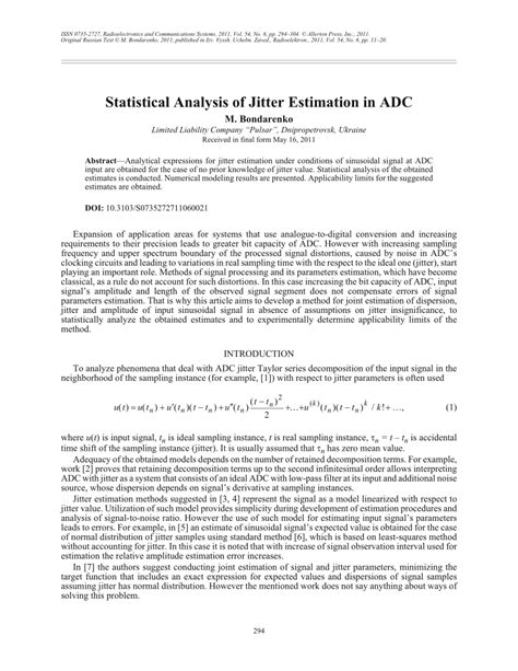 Pdf Statistical Analysis Of Jitter Estimation In Adc