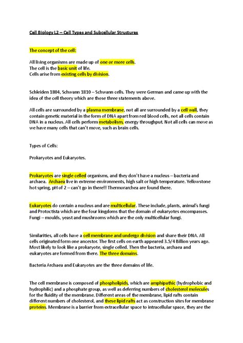 CB L CELL Types Cell Biology L Cell Types And Subcellular Structures The Concept Of The