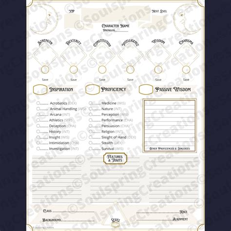 Celestial Dnd 5e Character Sheet Dungeons And Dragons Stat Etsy Hong Kong