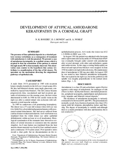 Pdf Development Of Atypical Amiodarone Keratopathy In A Corneal Graft